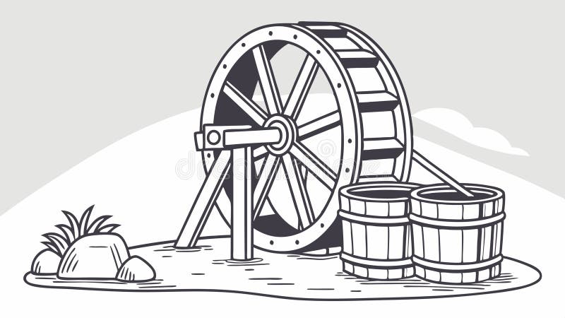 Water Wheel Mill Element Rustic, Vector Design Generative AI Stock ...