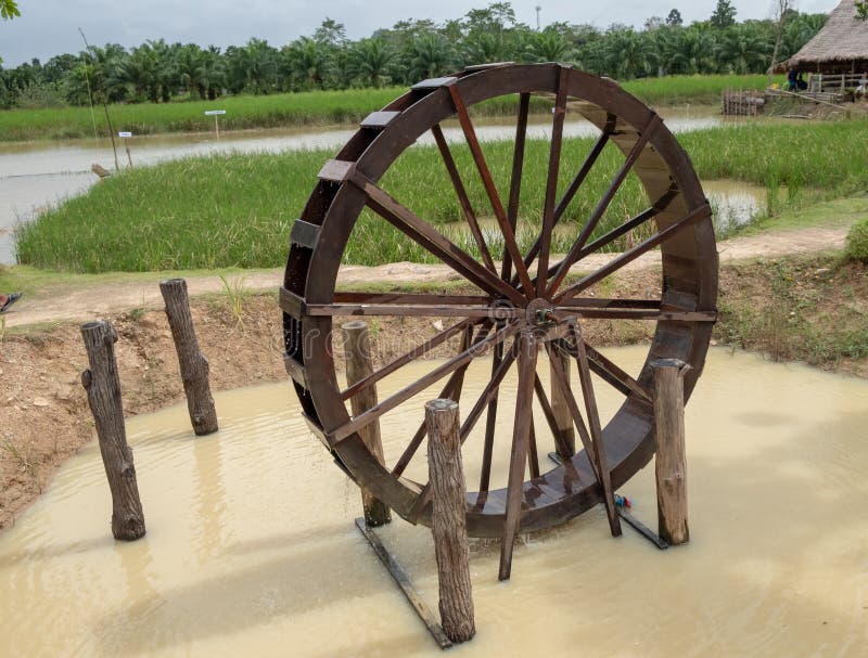 Water wheel in nature farm stock photo. Image of industry - 221706438