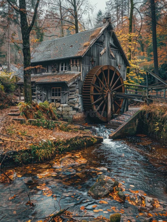 Water Wheel by River stock photo. Image of scenery, rural - 375502060