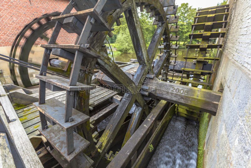 Watermill with Paddle Wheel in Forest Stock Photo - Image of river ...