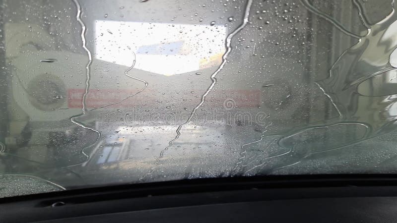 Water on Windshield on Automatic Car Wash, Inside View Stock Footage ...