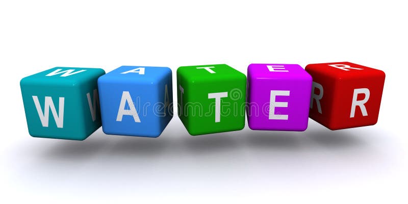 Water word block on white stock illustration. Illustration of ...