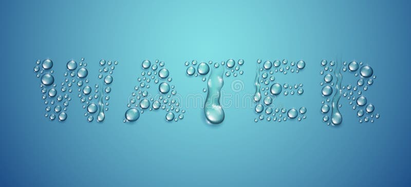 Water Word Designed with Realistic Water Drops with Blurred Background ...