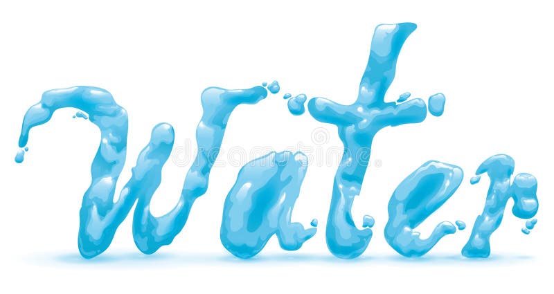 Water Word in Liquid Effect and Gradient Style on White Background ...