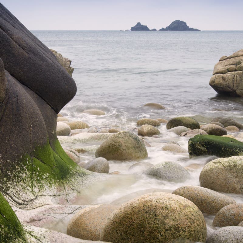 Water Worn Ancient Rocks Detail on Beach Stock Image - Image of serence ...
