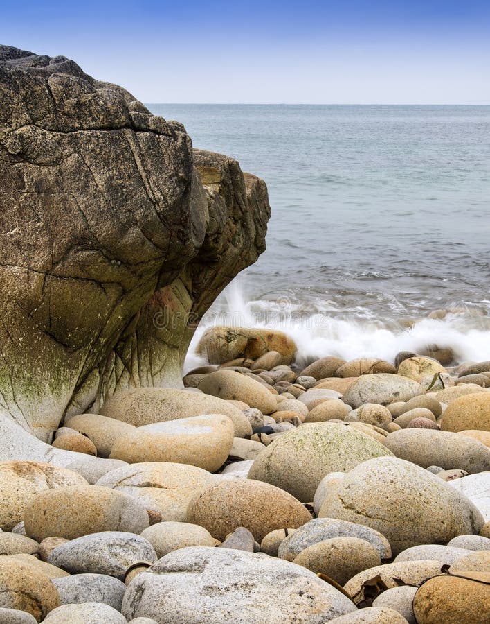 Water Worn Ancient Rocks Detail on Secluded Beach Stock Image - Image ...