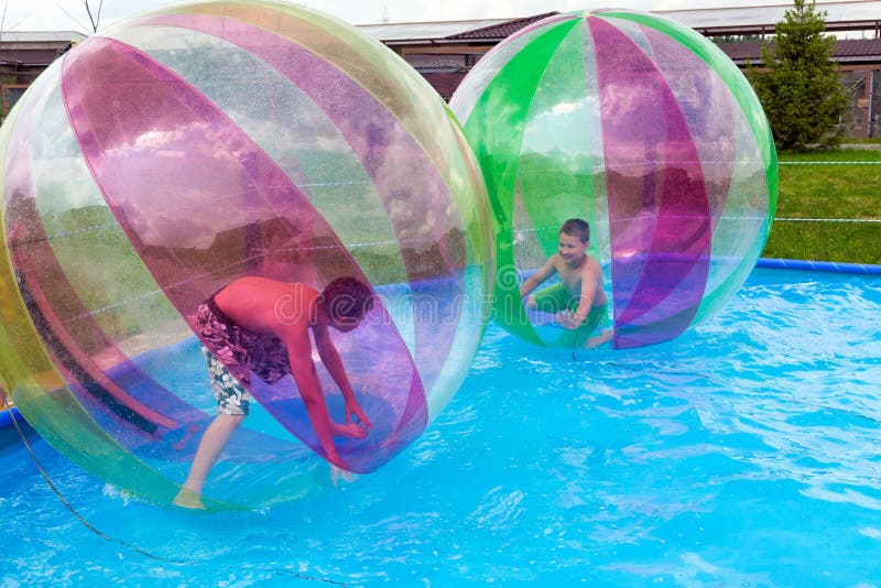 Water Zorbing stock image. Image of children, summer - 33590769