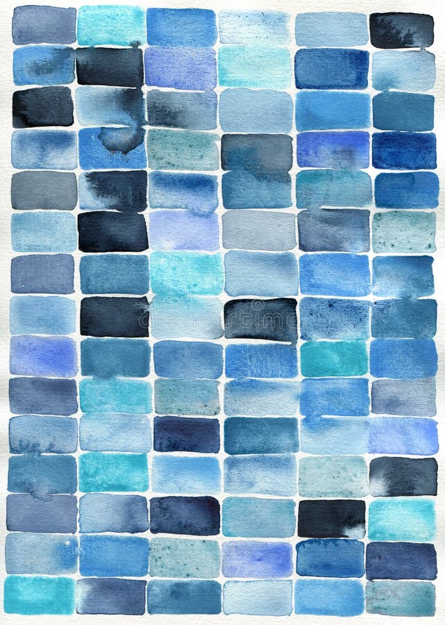 Watercolor Abstract Blue Rectangles Stock Illustration - Illustration ...