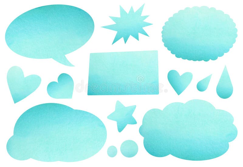Watercolor Abstract Blue Speech Bubbles For Text Stock Illustration ...