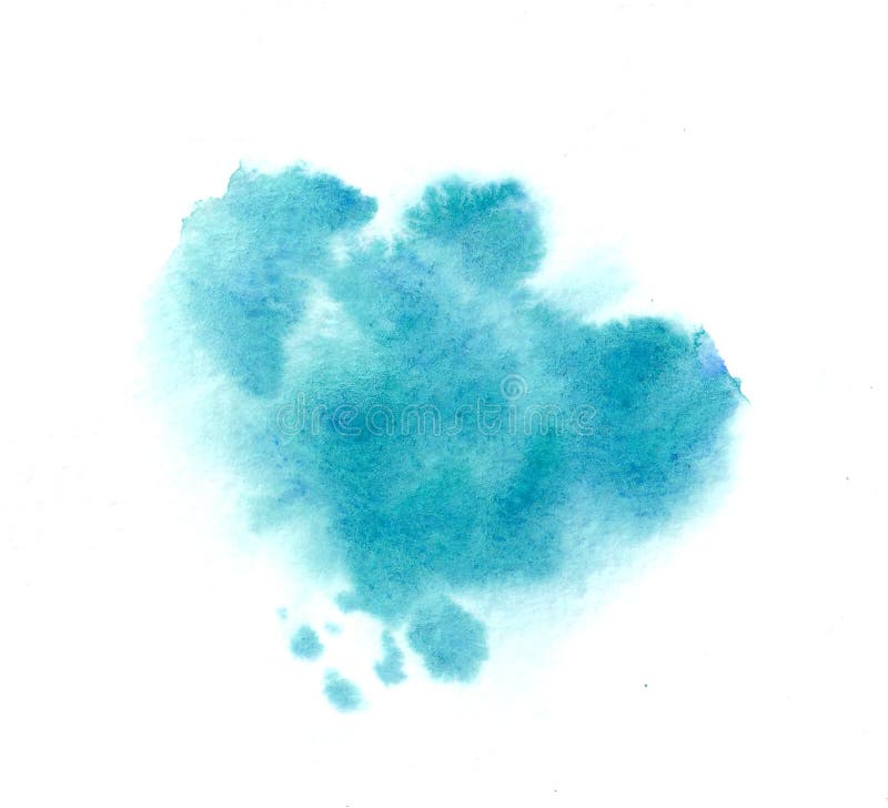 Watercolor Abstract Blue Spot. Hand-drawn on Paper Stock Illustration ...