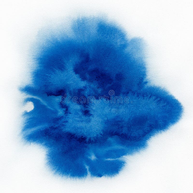 Watercolor. Abstract Blue Spot on White Watercolor Paper. Stock ...