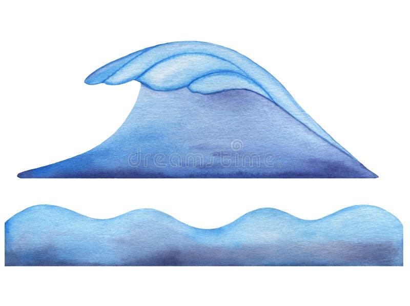 Watercolor Abstract Blue Wave, Hand Painted Illustration Stock Photo ...