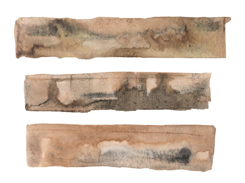 Watercolor Abstract Brown Brush Strokes on a White Background. Stock ...