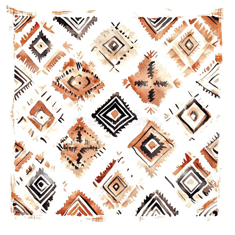 Watercolor Abstract Geometric Pattern in Brown and Black Stock ...