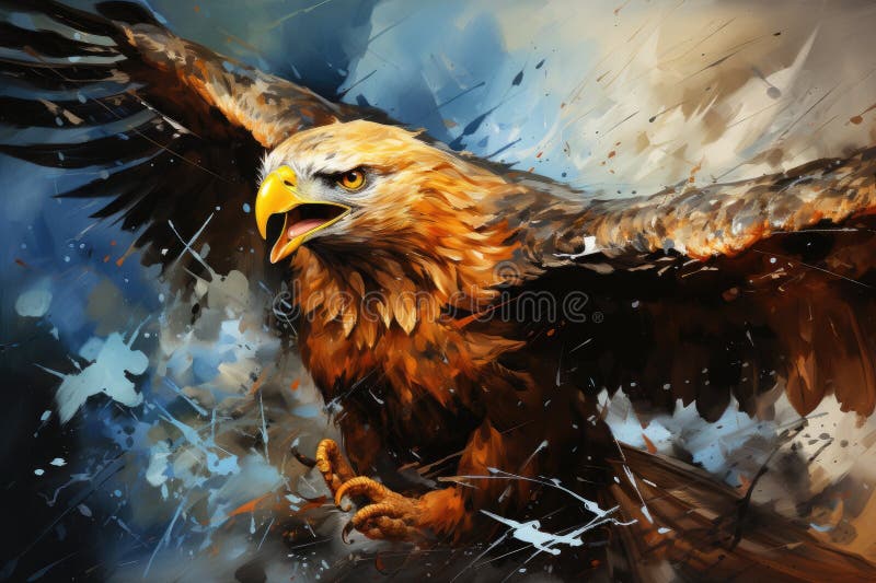 Watercolor Abstract Illustration of a Golden Eagle Stock Illustration ...