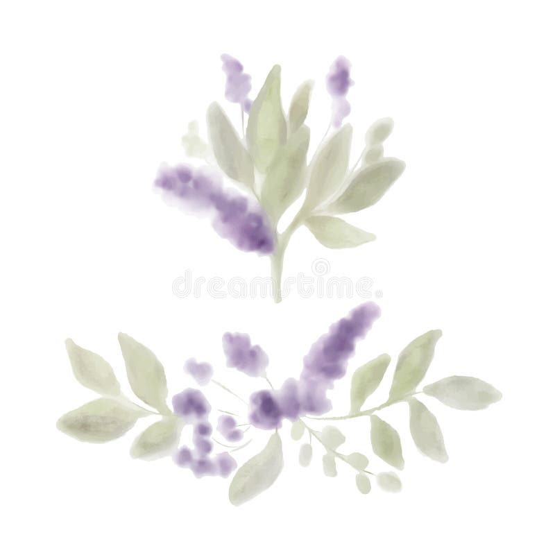Watercolor Abstract Lilac Flowers, Bouquet, Isolated Object. Stock ...