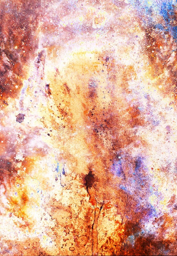 Watercolor Abstract Painting and Computer Collage. Color Background ...