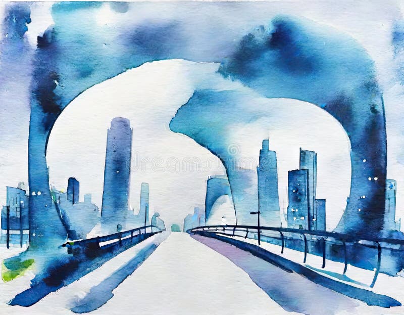 Watercolor of Abstract Playground Stock Illustration - Illustration of ...