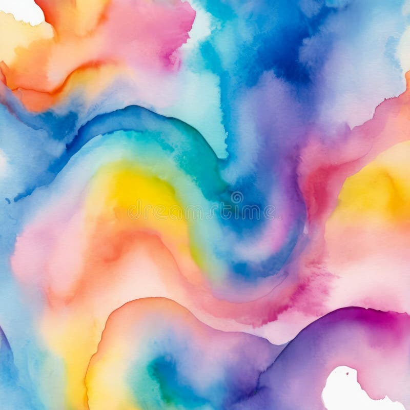 Watercolor Abstract Rainbow Background. Wavy Colorful Texture Stock ...