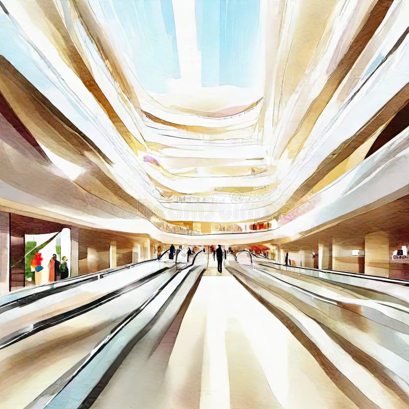 Watercolor of Abstract Render Home House Stock Illustration ...