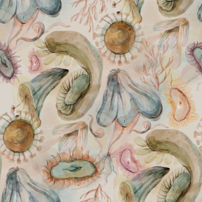 Watercolor Abstract Gold Chains and Rings Seamless Pattern with Animal ...