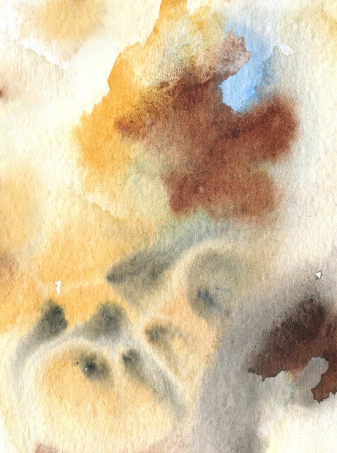 Watercolor Abstract Texture on Paper, Color Brown and Yellow Stock ...