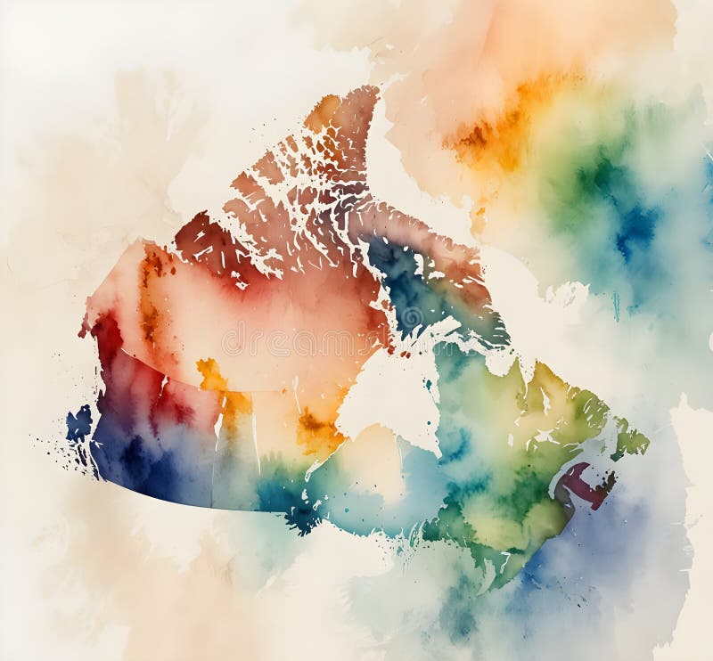 Watercolor Abstract Unique Map of Canada Stock Illustration ...
