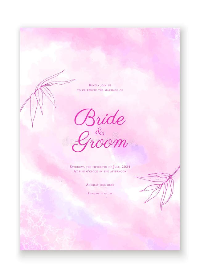 Watercolor Abstract Wedding Invitation Elegant Stock Illustration ...