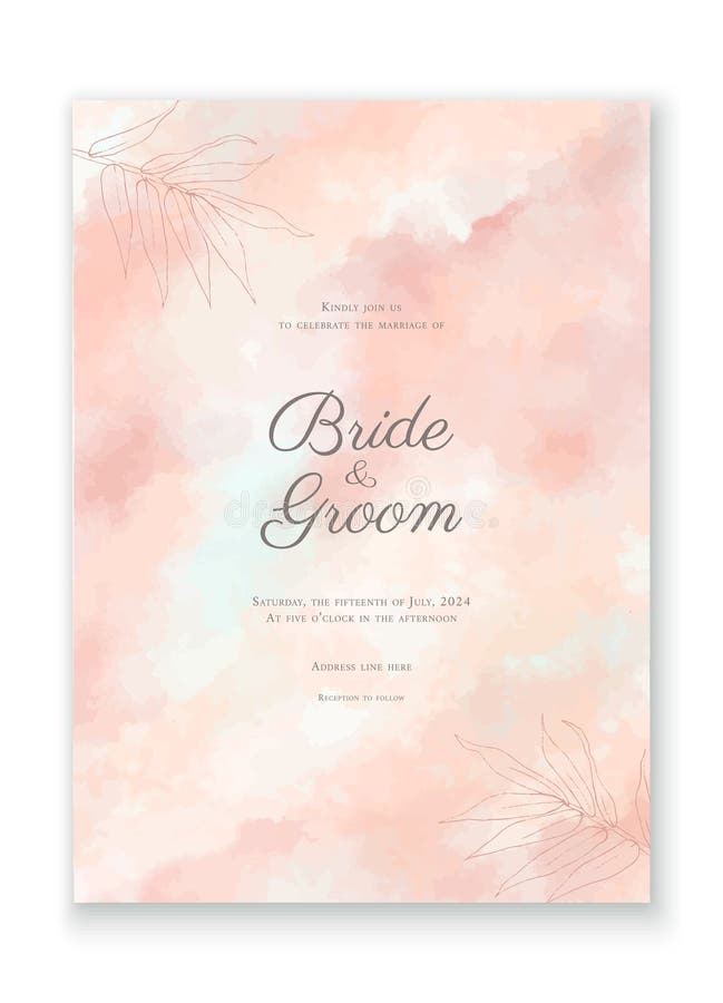 Watercolor Abstract Wedding Invitation Elegant Stock Vector ...