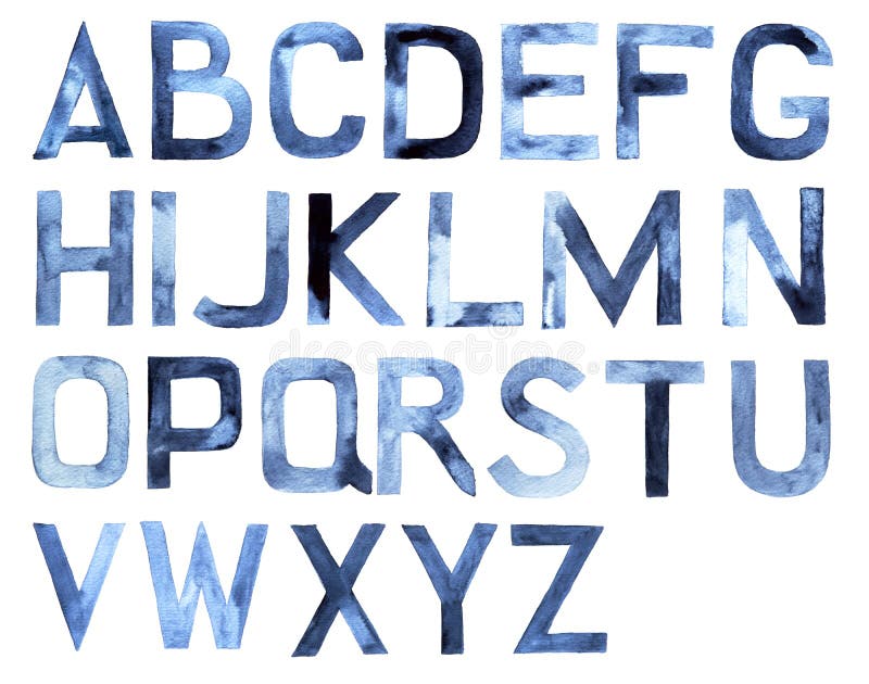 Watercolor Alphabet. Latin ABC Stock Illustration - Illustration of ...