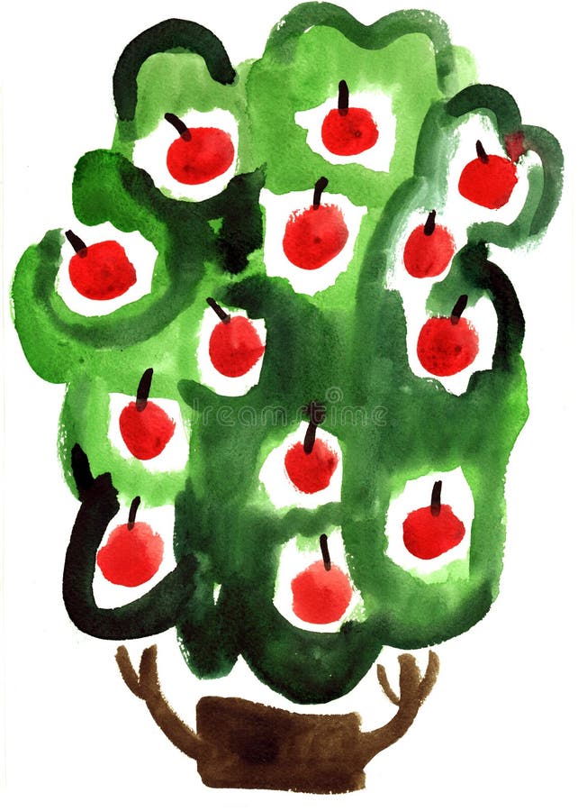 Watercolor Apple Tree Stock Illustrations – 6,009 Watercolor Apple Tree ...