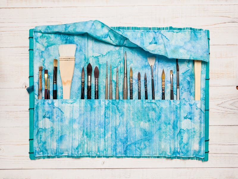 Watercolor Artist Brushes in a Case Stock Image - Image of equipment ...