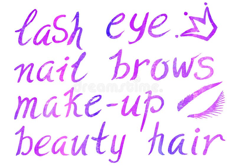 Watercolor Set of Makeup Elements on a White Background. Watercolour ...