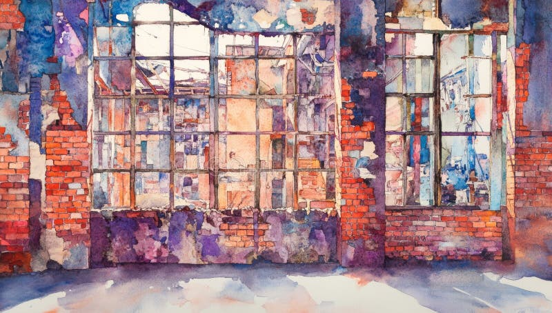 A Watercolor Artwork Portrays a Brick Wall Under Construction ...