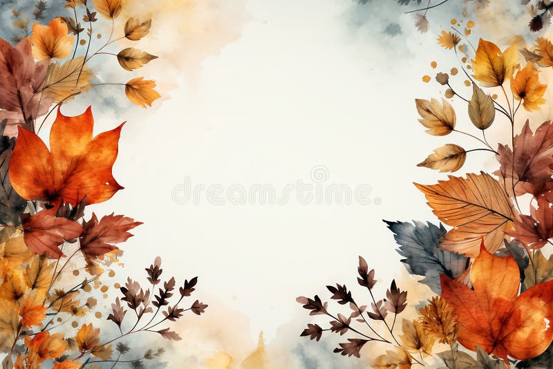 Watercolor Autumn Background with Maple Leaves and Watercolor Splash ...