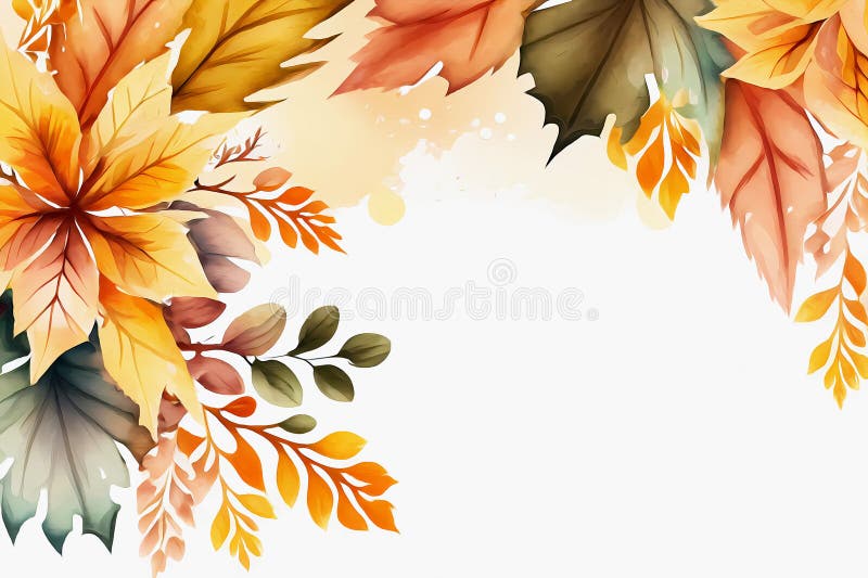 Watercolor Autumn Fall Background with Empty Space. Generative Ai Stock ...