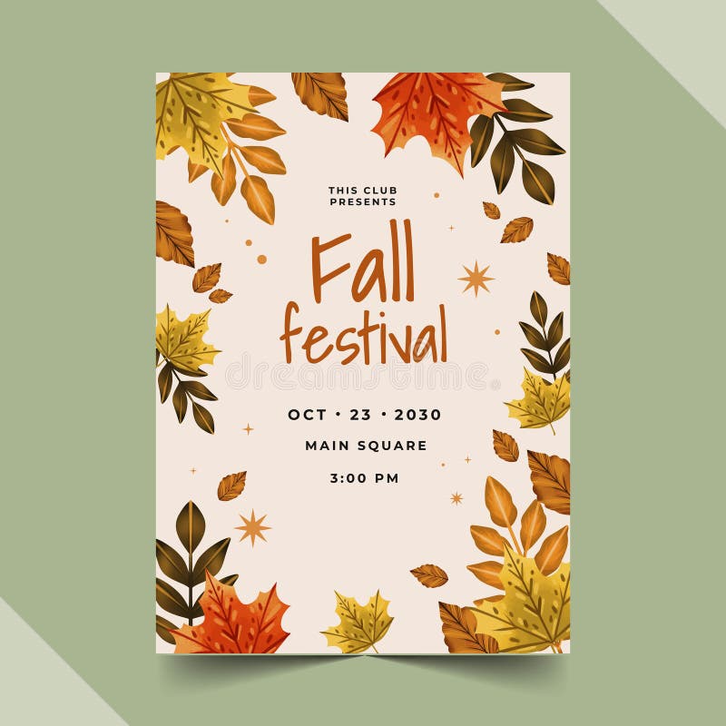 Watercolor Autumn Invitation Template Vector Design Illustration Stock ...