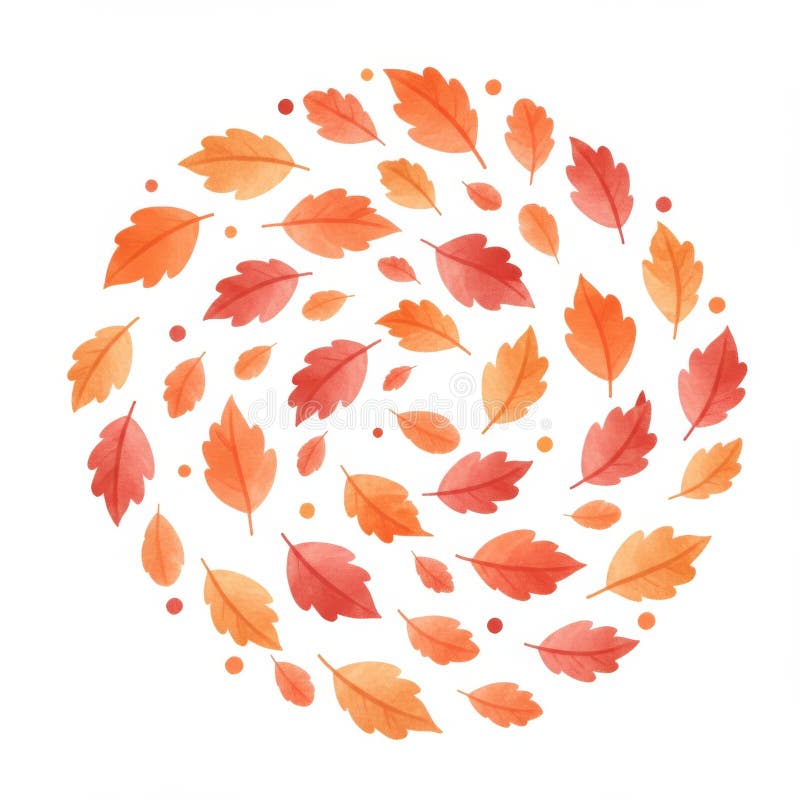 Watercolor Autumn Leaves Swirl Pattern Stock Illustration ...
