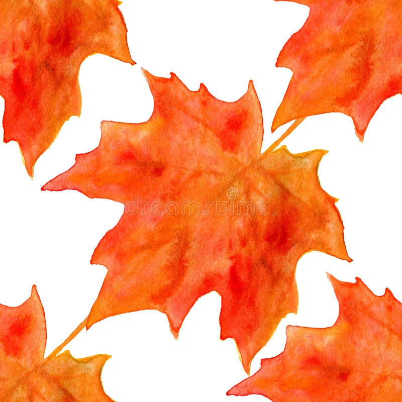 Watercolor Autumn Maple Leaves Seamless Pattern Stock Illustration ...