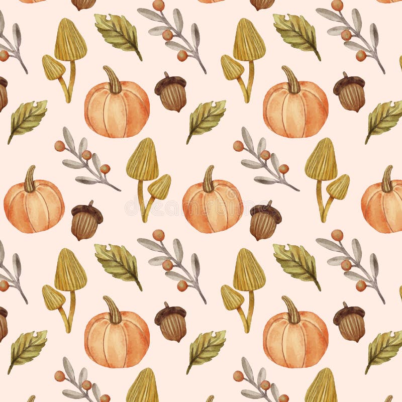 Watercolor Autumn Pattern Vector Illustration Stock Vector ...