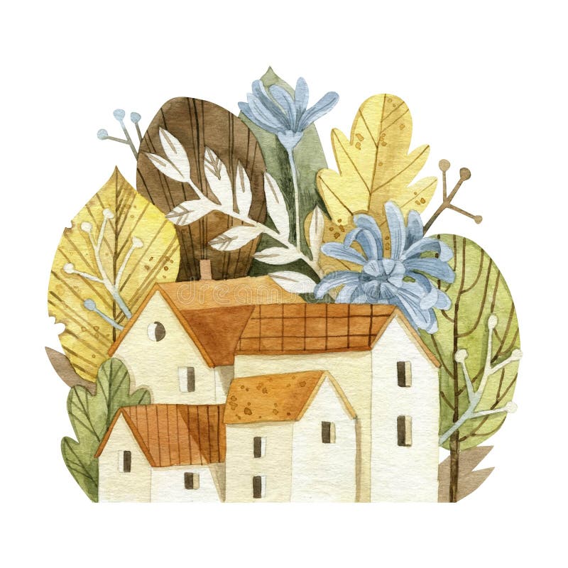 Watercolor Autumn Design Illustration Stock Vector - Illustration of ...