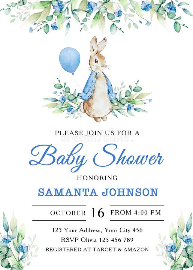 Watercolor Baby Shower Invitation Stock Vector - Illustration of ...