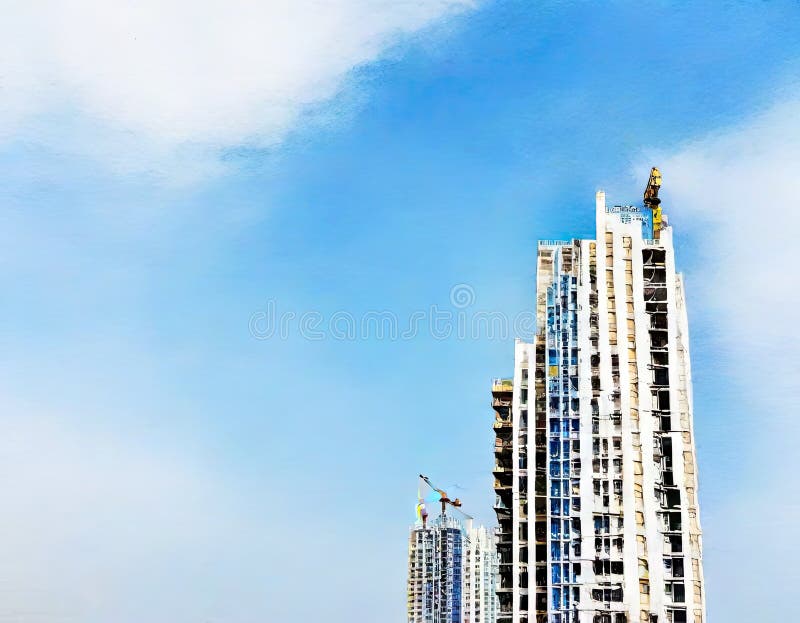 Watercolor of Background with Construction Blue Stock Illustration ...