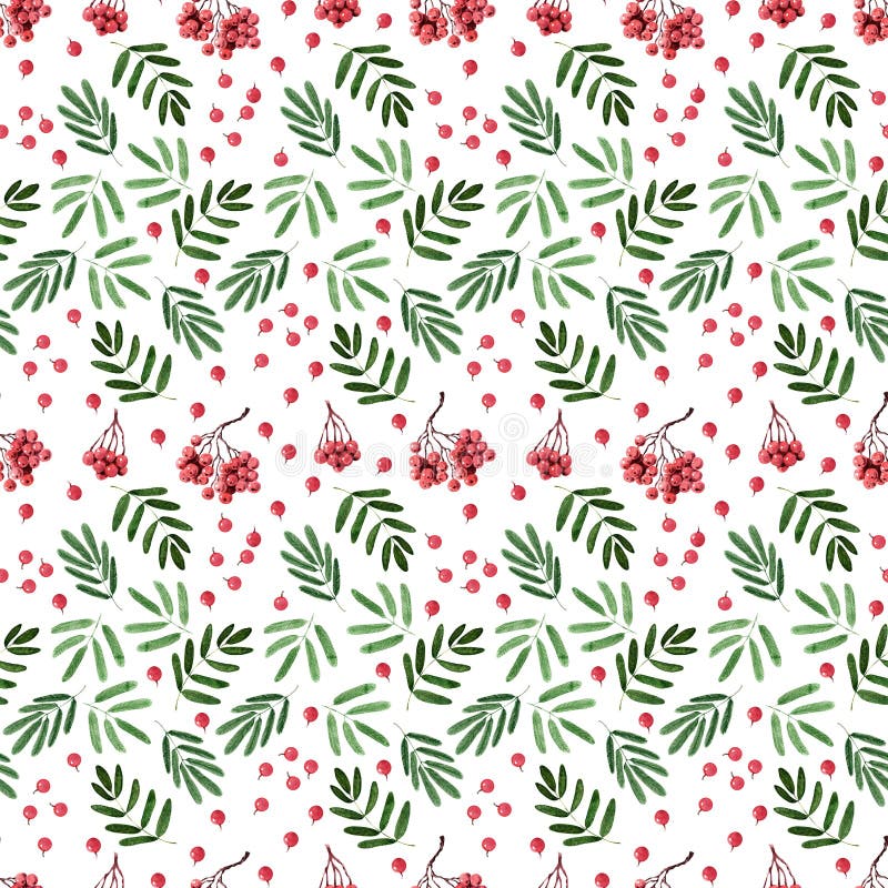 Watercolor Seamless Pattern with Clusters, Leaves and Branches of ...