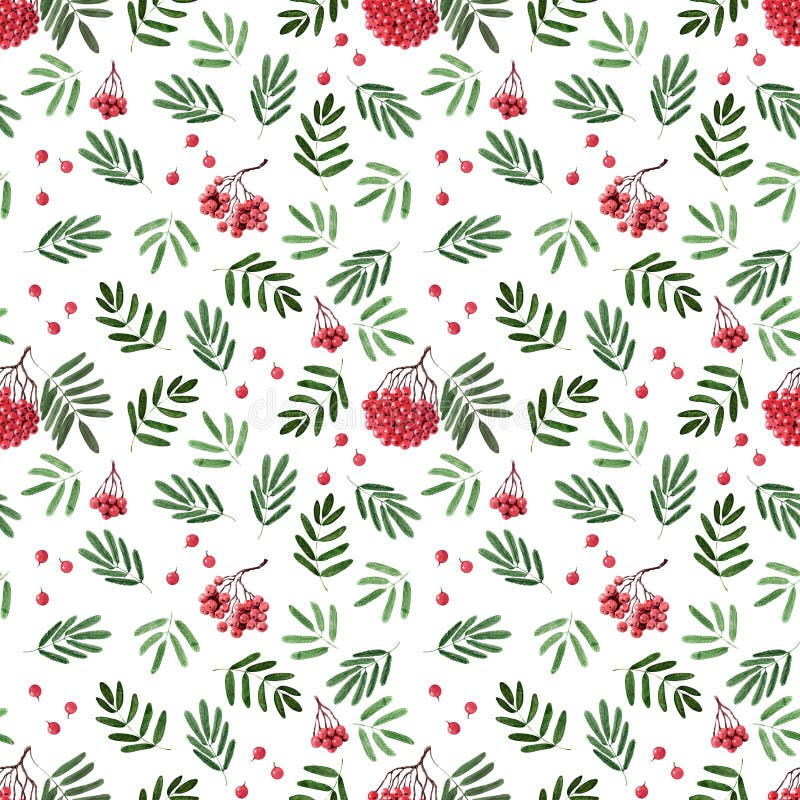 Watercolor Seamless Pattern with Clusters, Leaves and Branches of ...