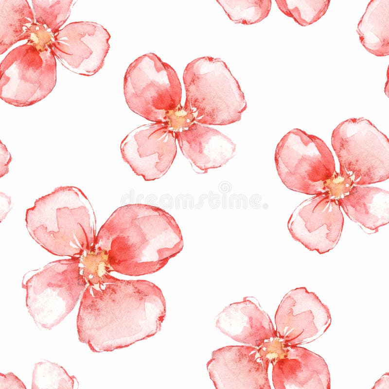Watercolor Background with Red Flowers 1 Stock Illustration ...