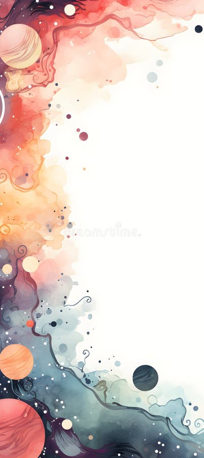 A Watercolor Background with a Space Theme. Abstract Black Celestial ...