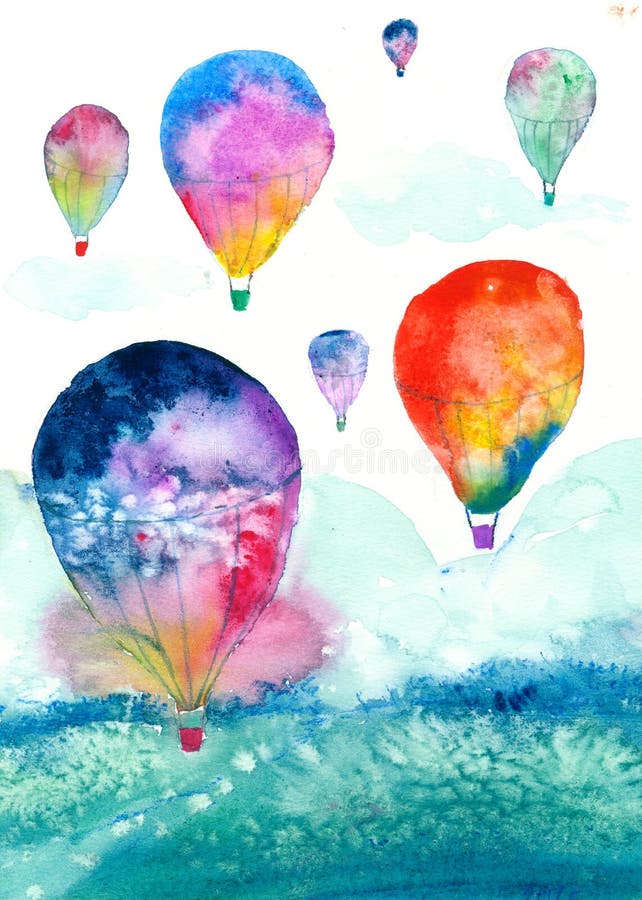 Watercolor balloon stock illustration. Illustration of balloon - 93071699