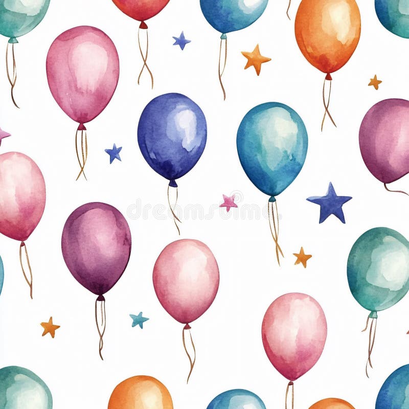 Watercolor Balloons Seamless Pattern Pastel Colors High Quality Image ...