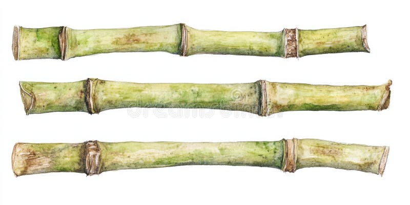 Watercolor Bamboo Sticks stock image. Image of watercolor - 380159947